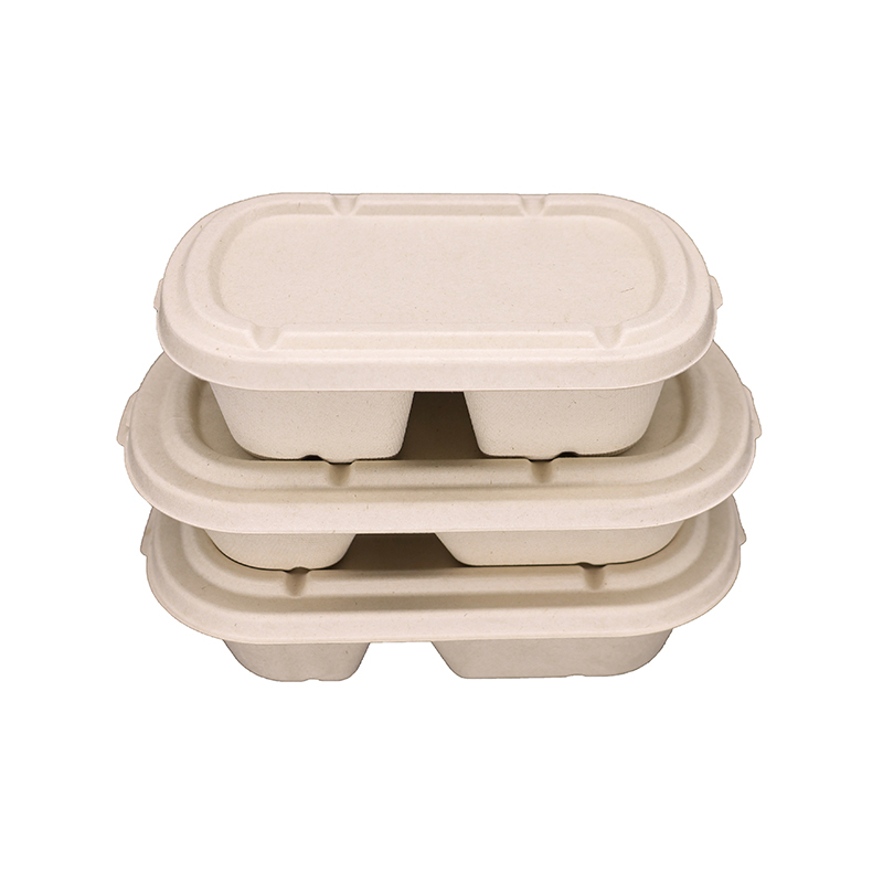 Wholesale 700ml 850ml 1000ml 2 Compartments Bagasse Bento Box with Lid ...