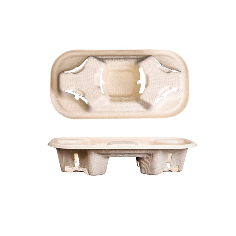Wholesale 100% Biodegradable 2 Cup Sugarcane Bagasse Coffee Cup Holder ...
